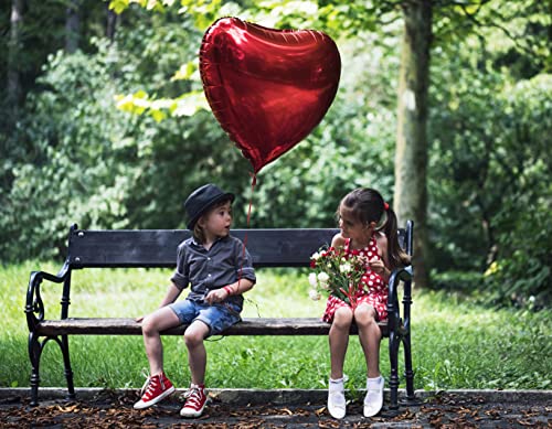 24 inch Red Heart Mylar Balloon Foil Heart Balloon For Valentines Day Wedding Engagement Party Decoration, 10 pcs