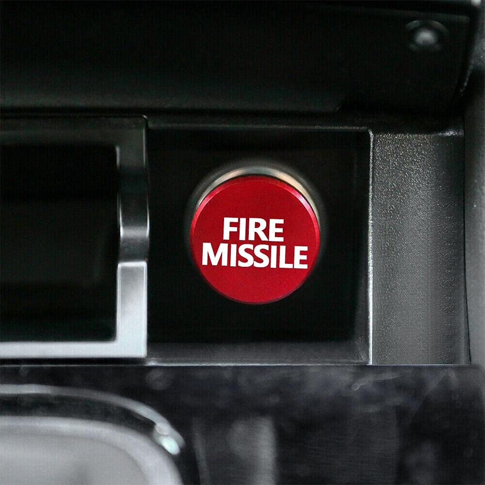 Xotic Tech Eject and FIRE Missile Cigarette Lighter Push Button Plug Replacement Cover, Aluminum Red, Fit Cars Trucks SUVs with 12V Power Source