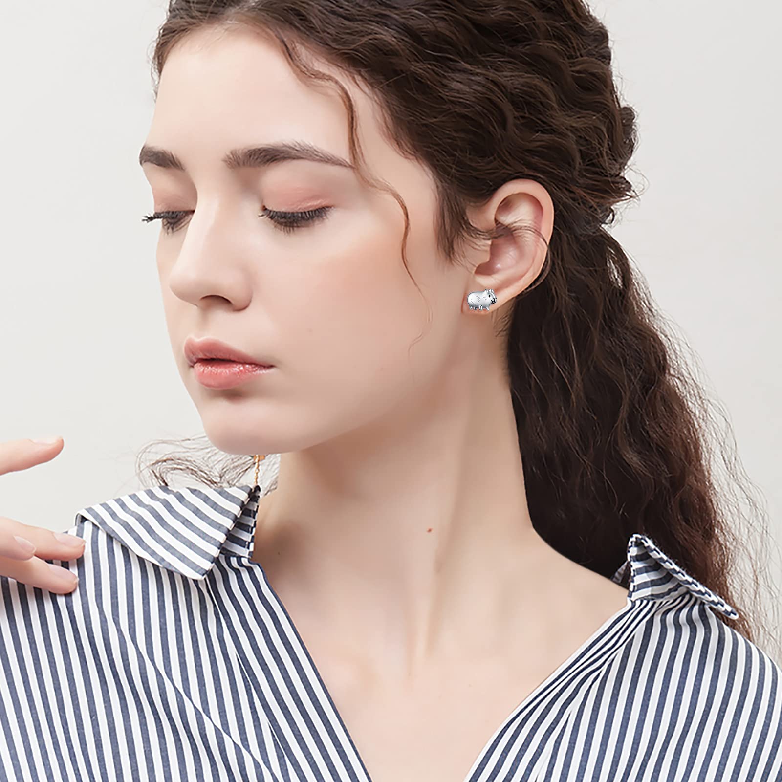 Yearace 925 Sterling Silver Cute Animal Hamster Pet Gerbil Guinea Pig Stud Earrings for Women Daughter Birthday