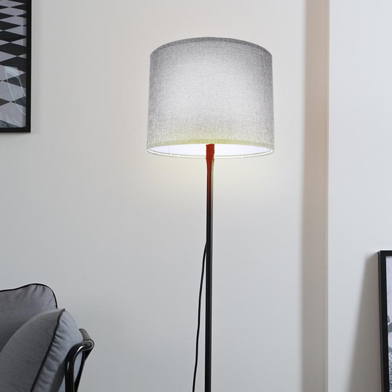 NOLITOY Drum Lampshade for Table Lamps Floor Lamp, 12.9 x 12.9 x 10 inch Linen Lamp Shade Medium Fabric Lamp Cover Handcraft Lampshade Replacement Grey