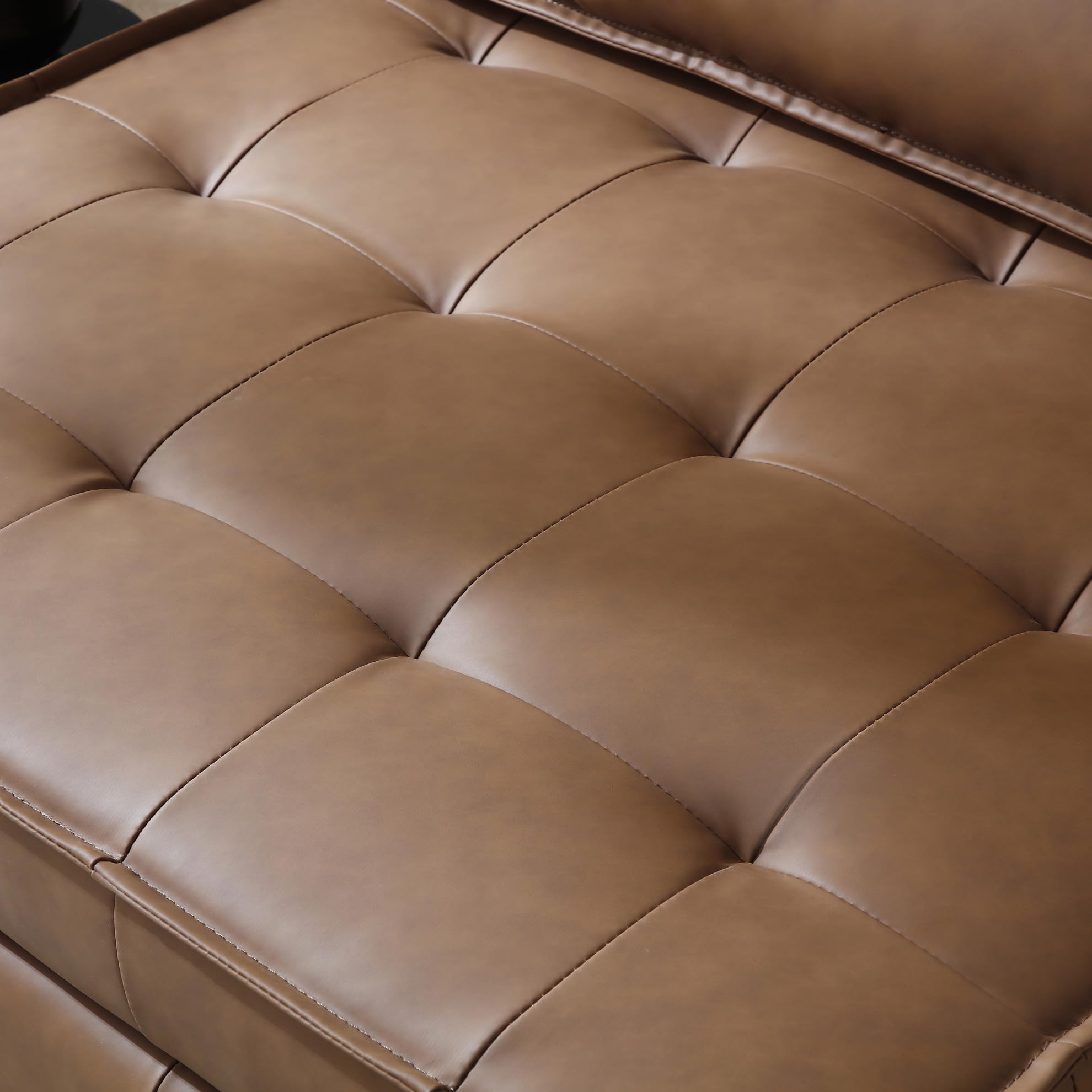 TRIPLE TREE 3 in 1 Multipurpose Folding Ottoman Sleeper Sofa Bed, Faux Leather Convertible Sleeper Chair, Adjustable Single Sofa Bed for Living Room Apartment,Brown