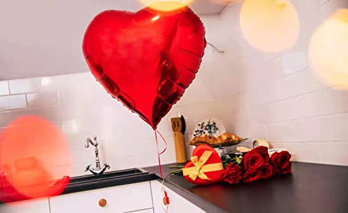 24 inch Red Heart Mylar Balloon Foil Heart Balloon For Valentines Day Wedding Engagement Party Decoration, 10 pcs