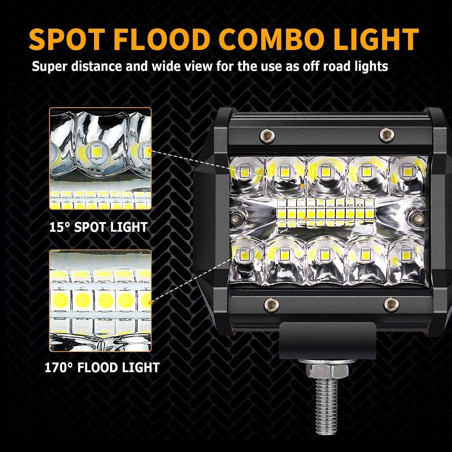 LED Pods ,TURBO SII 4 Inch 60W Led Light Bar Spot Flood Combo Off Road LED Fog Lights Triple Row Led Work Lights for Jeep Trucks Polaris Boats Pickup UTV ATV,4 Pack