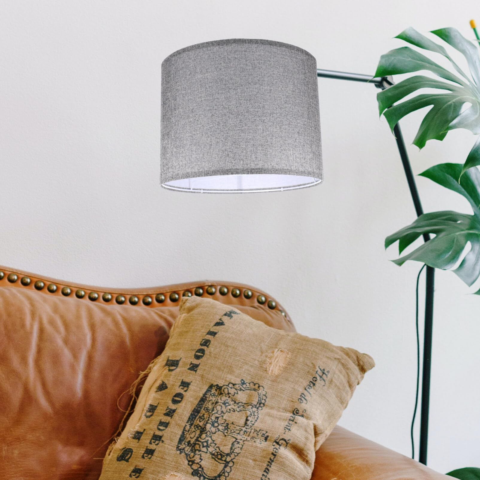NOLITOY Drum Lampshade for Table Lamps Floor Lamp, 12.9 x 12.9 x 10 inch Linen Lamp Shade Medium Fabric Lamp Cover Handcraft Lampshade Replacement Grey