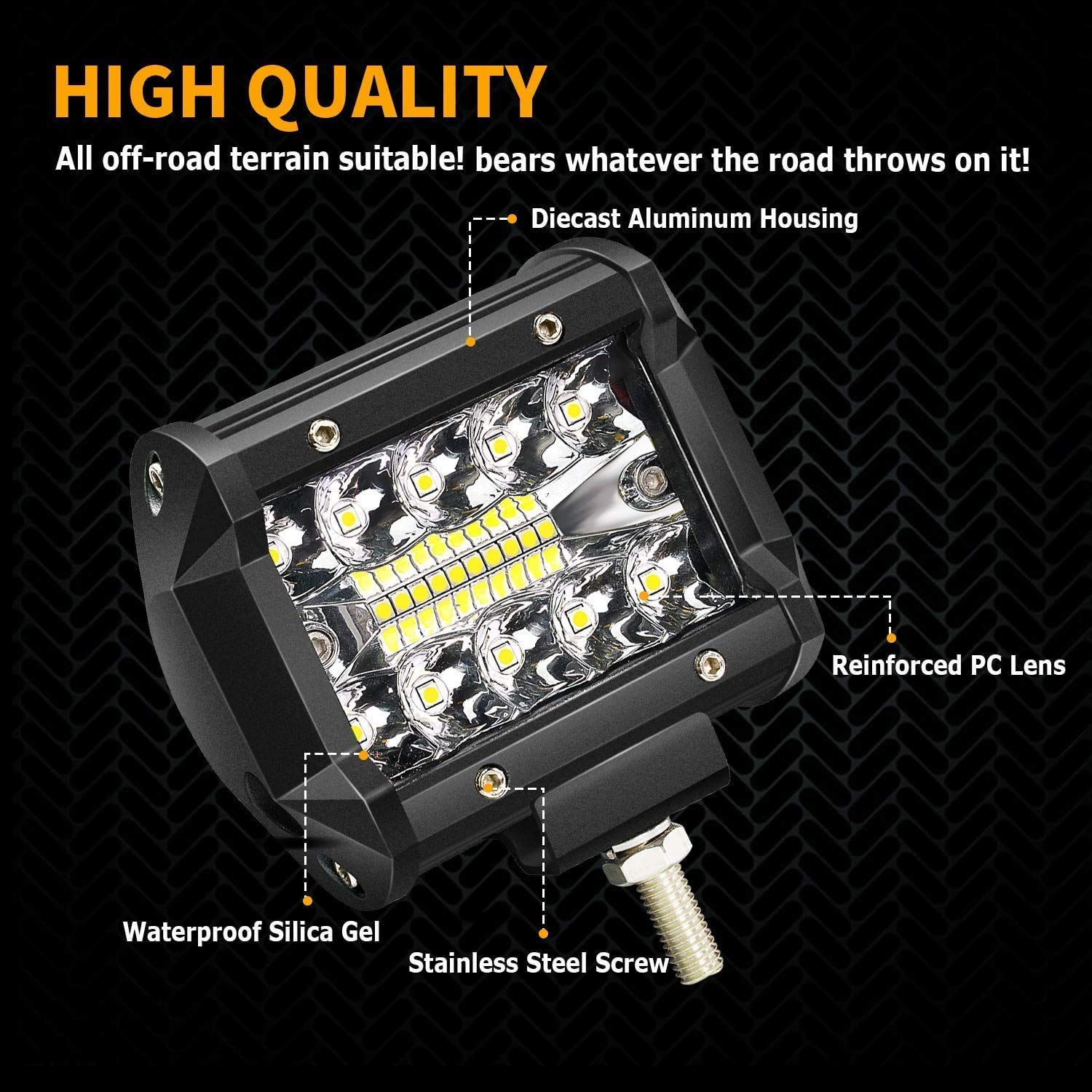 LED Pods ,TURBO SII 4 Inch 60W Led Light Bar Spot Flood Combo Off Road LED Fog Lights Triple Row Led Work Lights for Jeep Trucks Polaris Boats Pickup UTV ATV,4 Pack