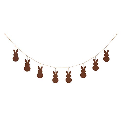 glitzhome 72''L Easter Metal Bunny Garland, Easter Wall Hanging Decor Jute Banner for Indoor Outdoor Mantle Door Festive Party Home School Decorations
