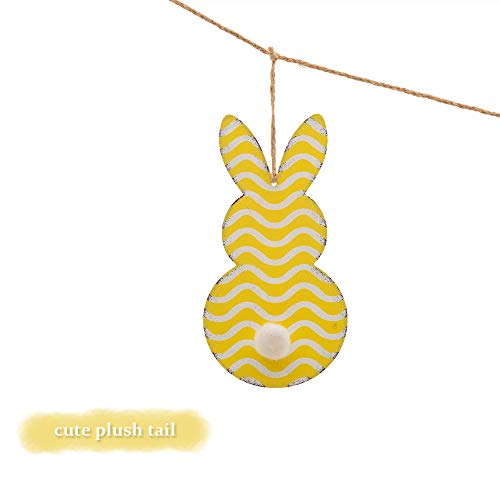glitzhome 72''L Easter Metal Bunny Garland, Easter Wall Hanging Decor Jute Banner for Indoor Outdoor Mantle Door Festive Party Home School Decorations
