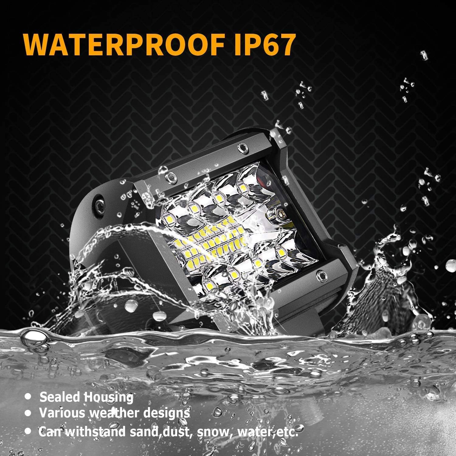 LED Pods ,TURBO SII 4 Inch 60W Led Light Bar Spot Flood Combo Off Road LED Fog Lights Triple Row Led Work Lights for Jeep Trucks Polaris Boats Pickup UTV ATV,4 Pack
