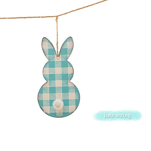 glitzhome 72''L Easter Metal Bunny Garland, Easter Wall Hanging Decor Jute Banner for Indoor Outdoor Mantle Door Festive Party Home School Decorations