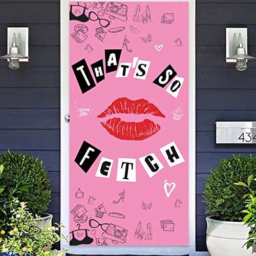 Thatâs So Fetch Hot Rose Pink Lip Happy Birthday Banner Background Burn Book Theme Decor for Bridal Shower Wedding Night Out Hen Movie Bachelorette Party Girls Woman Birthday Party Favors Decorations