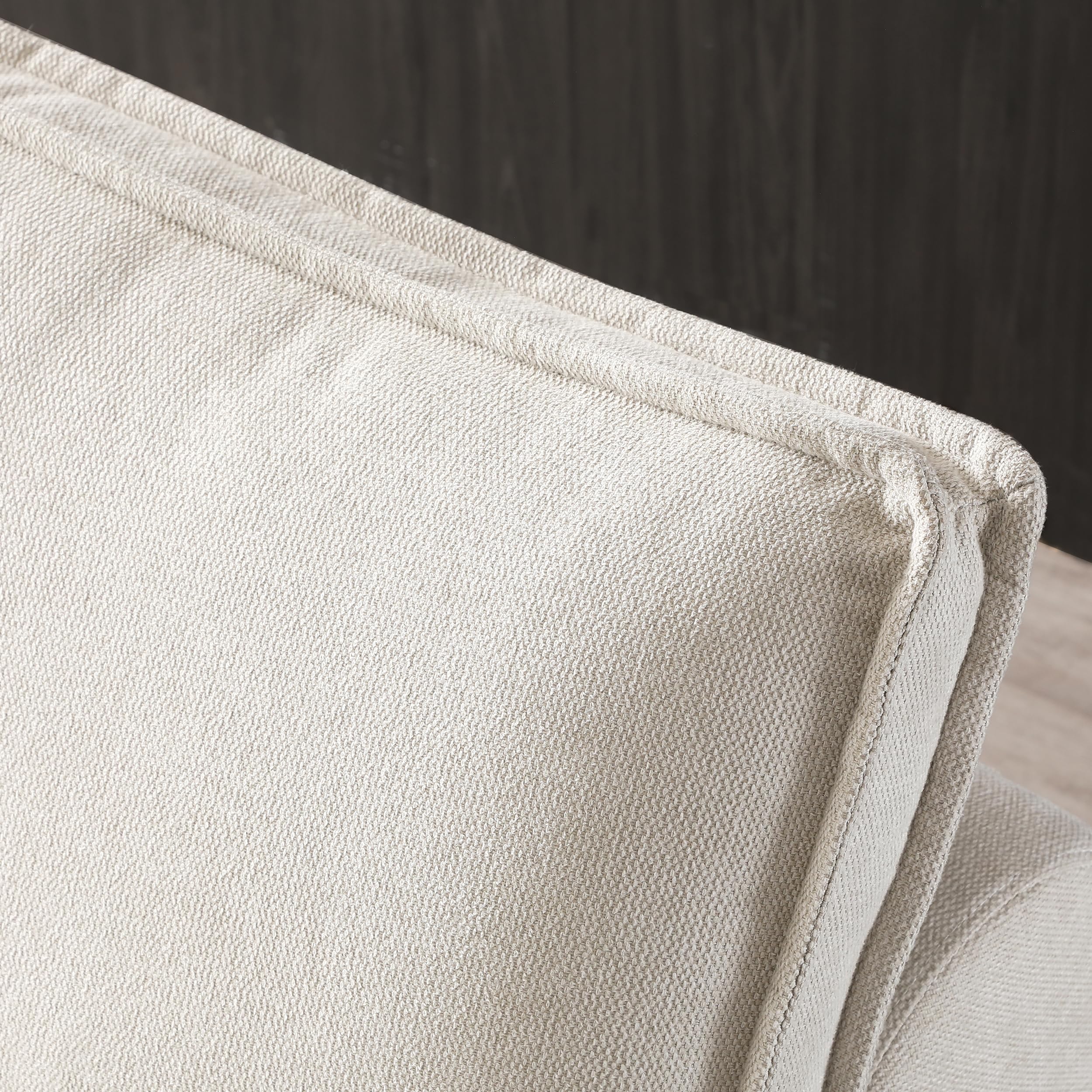 Polibi Convertible Single Sofa Bed with Pillow, Pull-out Sleeper Sofabed Linen Fabric Upholstered Leisure Sofa for Bedroom, Living Room, Office, Beige