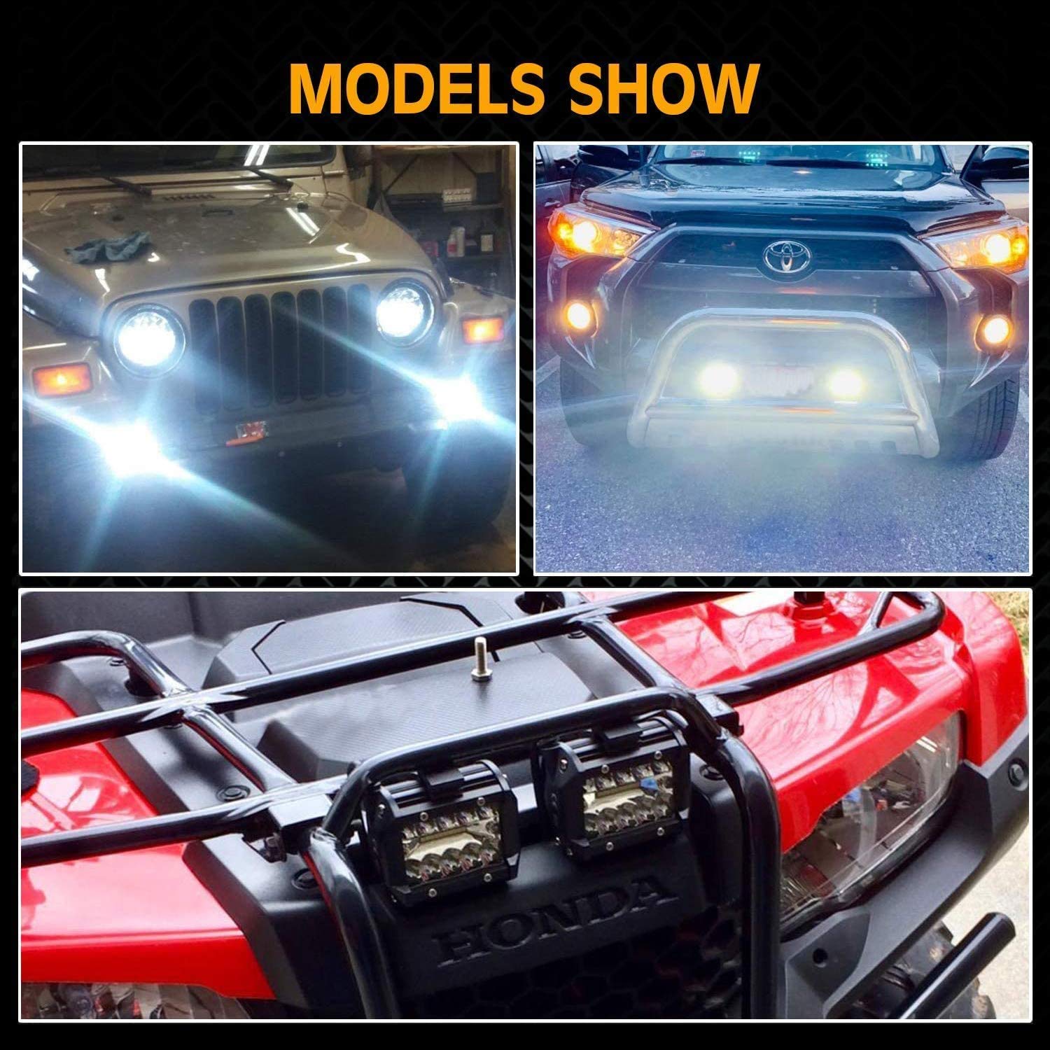 LED Pods ,TURBO SII 4 Inch 60W Led Light Bar Spot Flood Combo Off Road LED Fog Lights Triple Row Led Work Lights for Jeep Trucks Polaris Boats Pickup UTV ATV,4 Pack