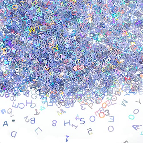 3500 Pieces Alphabet Number and Letter Glitter 6 mm Confetti Holographic Laser Party Confetti Shiny Sequins Table Decorations for DIY Balloons Baby Shower Birthday Wedding Party Nail Arts 2.1 oz/Bag