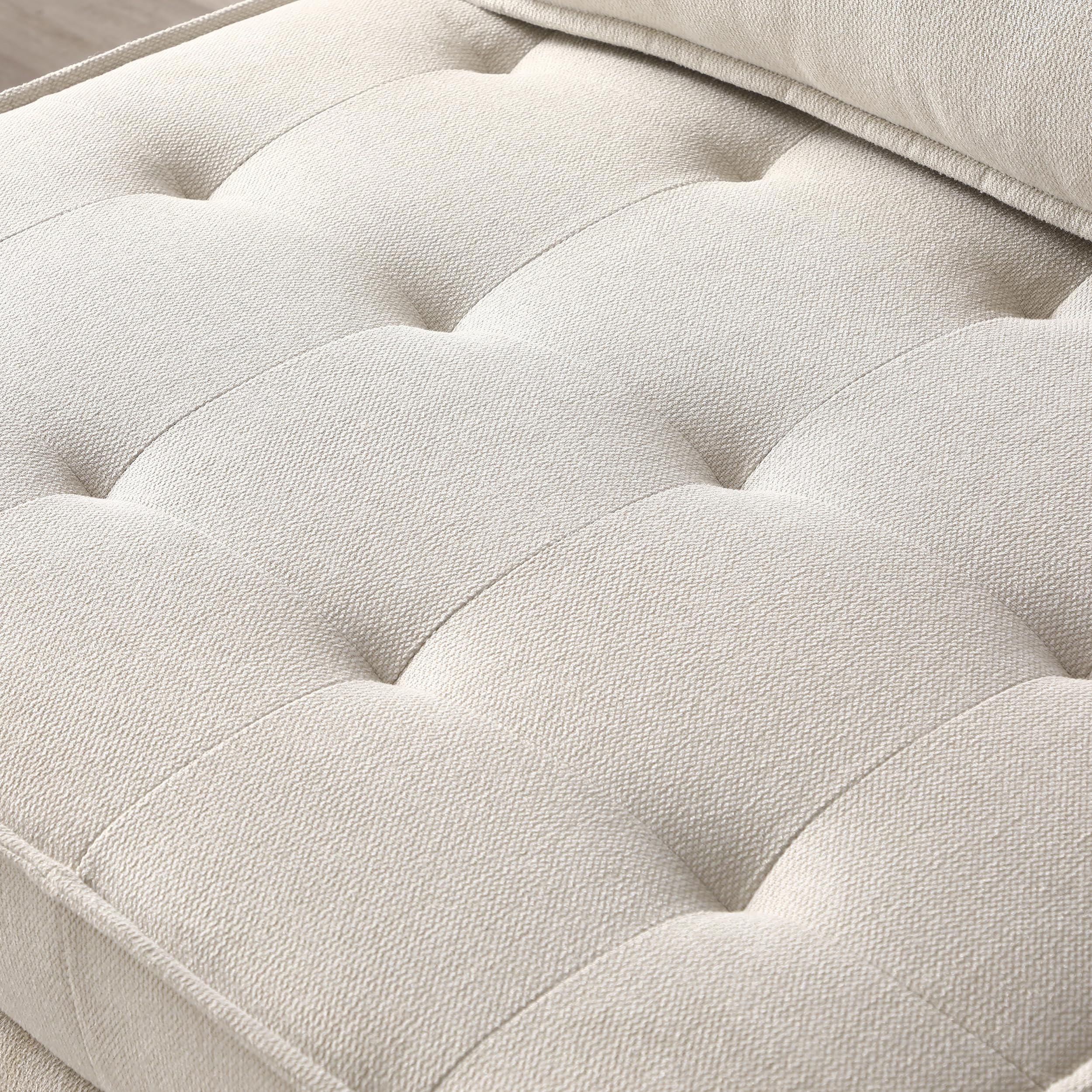 Polibi Convertible Single Sofa Bed with Pillow, Pull-out Sleeper Sofabed Linen Fabric Upholstered Leisure Sofa for Bedroom, Living Room, Office, Beige