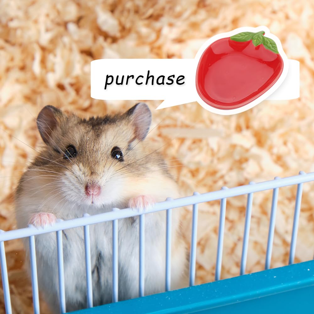 2 Pcs Hamster Ceramic Food Bowl, Cute Shape Anti-Turning Dish for Hamster Gerbil Hedgehog Guinea Pig Rat Rodent