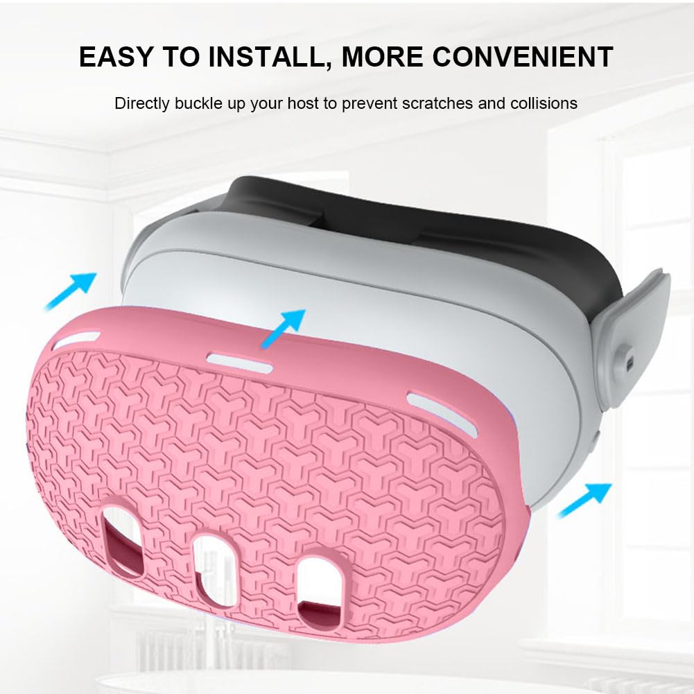 7pcs VR Accessories Set for Meta Quest 3, VR Accessories Protective Cover Includes VR Face Cover,Controller Grips,Headset Cover, Lens Protector, Quest 3 Shell Cover, (Pink)
