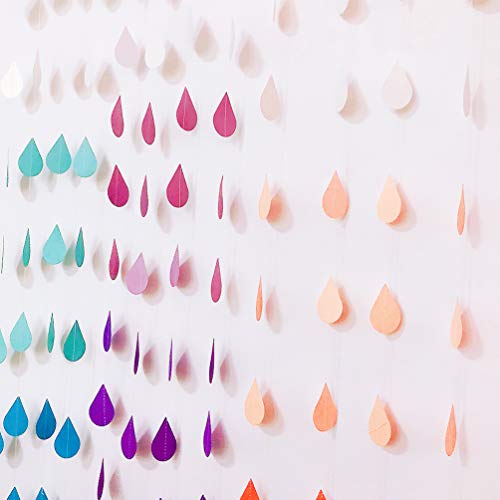 Baby Shower Wedding Birthday Party Decorations Paper Bunting Raindrop Banners Flags Garlands (Peach)