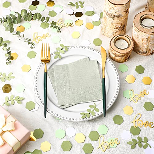 500 Pcs Greenery Wedding Table Confetti, Boho Love Theme Party Sage Green Table Scatter Confetti for Nature Theme Engagement Party Wedding Birthday Shower Party Decorations Supplies