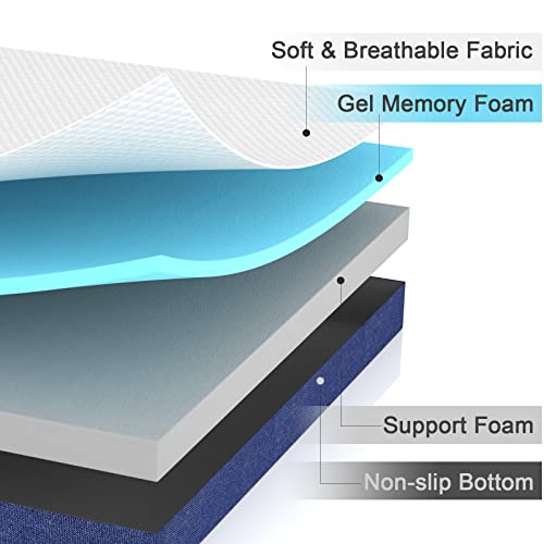 Molblly Tri Folding Mattress, 3 inch Memory Foam Mattress Topper with Breathable & Washable Cover for Guest Bed, Camping, Queen Size - 58"x 78"x 3"