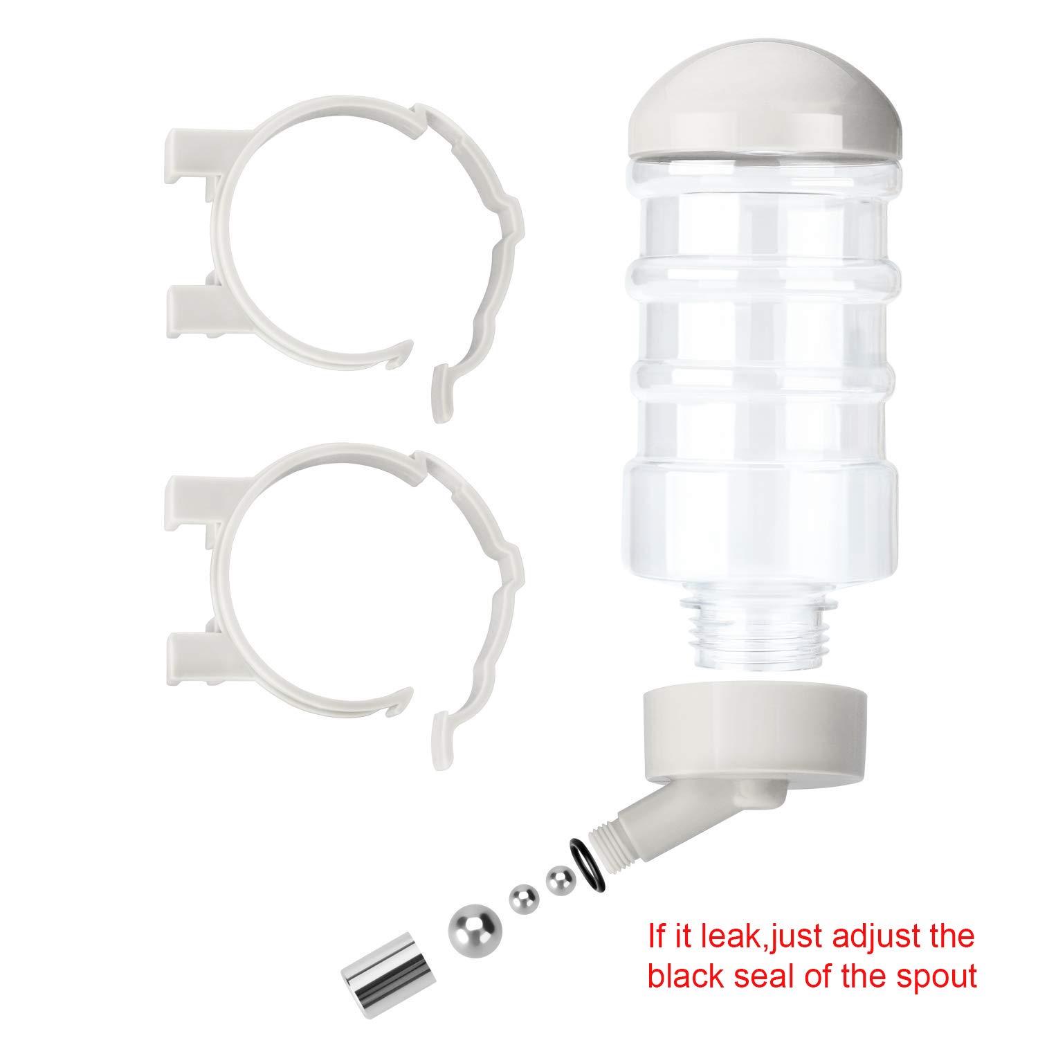 No Drip Dog Kennel Water Bottle Dispenser for Crate, 400ml Dripless Pet Drinking Fountains Kettle with Automatically Feeding Water (White)