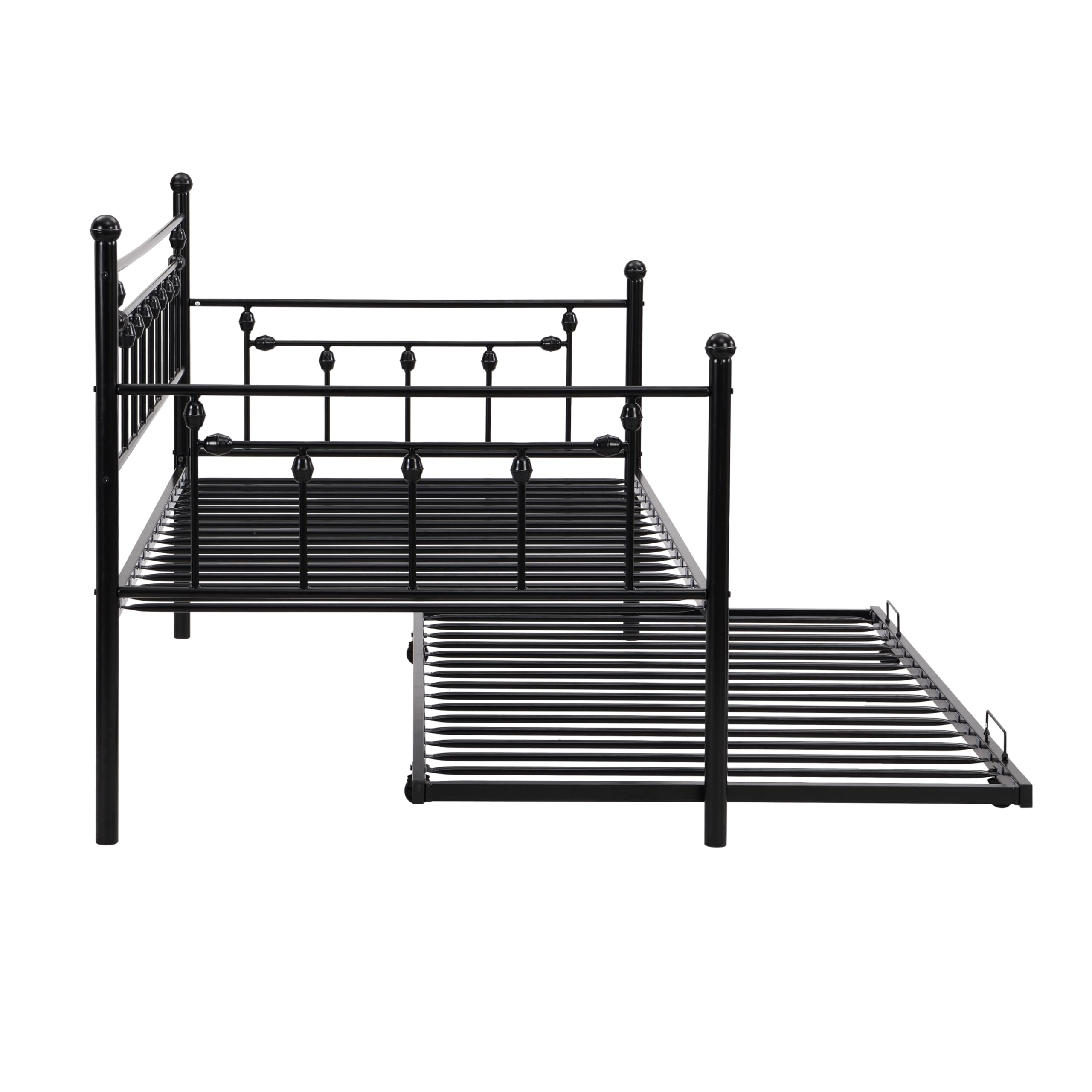 Haplized Twin Size Metal Daybed with Pull Out Trundle, Modern 2 in 1 Sofa Bed Frame for Kids Teens Adults,Single Daybed Sofa Bed Frame for Bedroom Living Room Guest Room,No Box Spring Needed