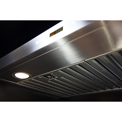 FORNO Siena 30" Inch. Wall Mount Range Hood with Ducted Convertible and Exhaust Pipe - Stainless Steel Ceiling Chimney-Style Stove Vent with 4 Speed Touch Control Panel