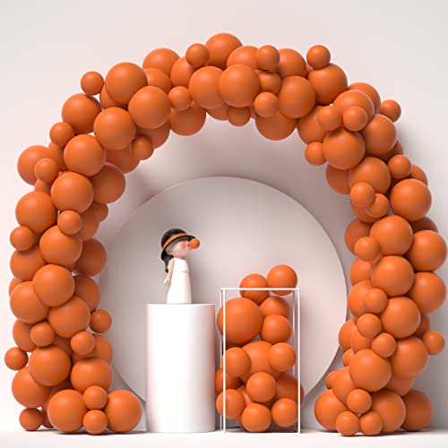 Janinus Burnt Orange Balloons Garland Arch Kit Dark Orange Balloons Different Sizes 80PCS Orange Balloons 12Inch 5Inch Halloween Balloons Fall Balloons for Thanksgiving /Baby Shower Party Decorations