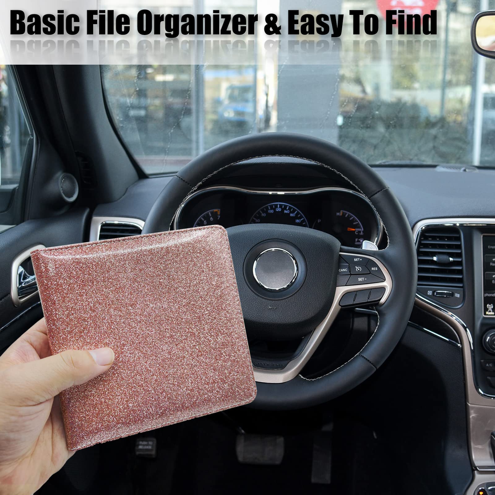 Car Registration and Insurance Holder, Premium PU Leather License Registration Holder for Driver License, Car Document Holder for Driver License, Cards & Essential Documents (Rose Gold)