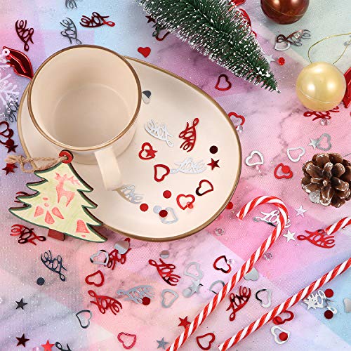 TecUnite 4000 Pieces Valentine Confetti for Valentine's Day Wedding Party Table Decoration with Heart, Love, Lip Print, Acrylic Diamond Shape Design Confetti, 3.5 Ounce