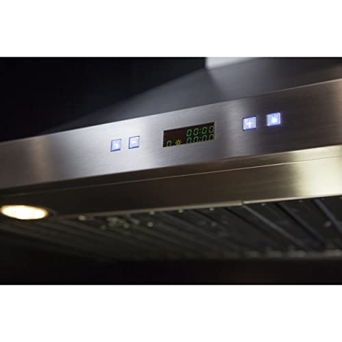 FORNO Siena 30" Inch. Wall Mount Range Hood with Ducted Convertible and Exhaust Pipe - Stainless Steel Ceiling Chimney-Style Stove Vent with 4 Speed Touch Control Panel