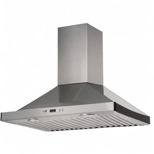 FORNO Siena 30" Inch. Wall Mount Range Hood with Ducted Convertible and Exhaust Pipe - Stainless Steel Ceiling Chimney-Style Stove Vent with 4 Speed Touch Control Panel