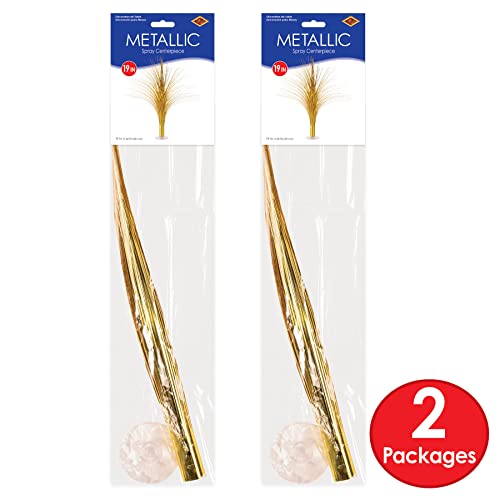 Beistle 2 Piece Plastic Metallic Gold Spray Centerpieces For Happy New Year Decorations, Awards Night Tableware, Birthday Party Supplies, 19"