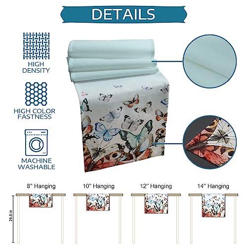Teal Ombre Table Runner 72 Inches Long Farmhouse Dress Scarves, Red Blue Butterfly Modern Abstract Art Dining Tablerunner for Coffee Table/Kitchen Island/Party Décor, 18" x 72"
