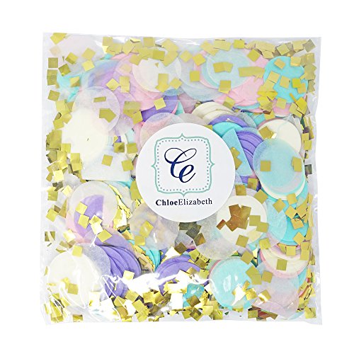 Premium 1-inch Round Tissue Paper Party Table Confetti - 50 Grams (Unicorn Pastel, Gold Mylar Flakes)