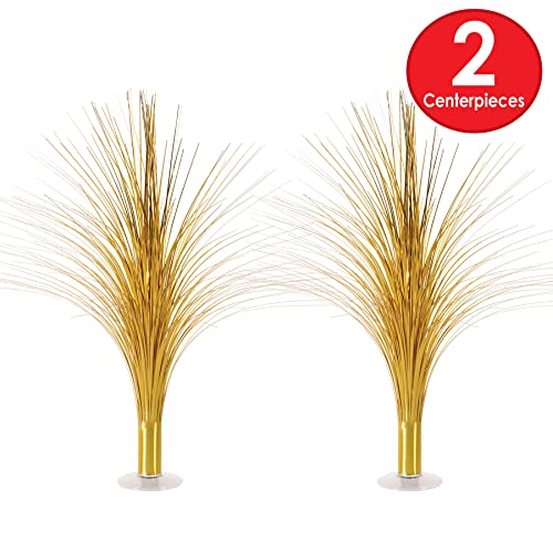 Beistle 2 Piece Plastic Metallic Gold Spray Centerpieces For Happy New Year Decorations, Awards Night Tableware, Birthday Party Supplies, 19"