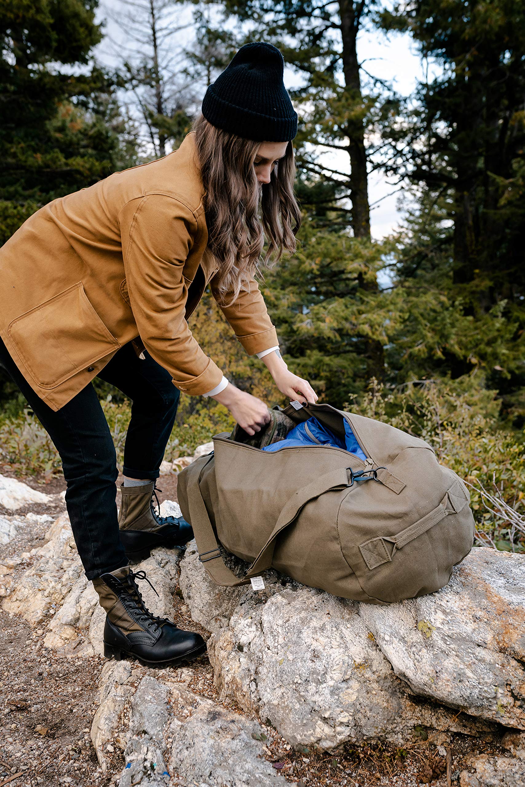 Stansport Zippered Canvas Deluxe Duffel Bag - O.D. Green (1236)