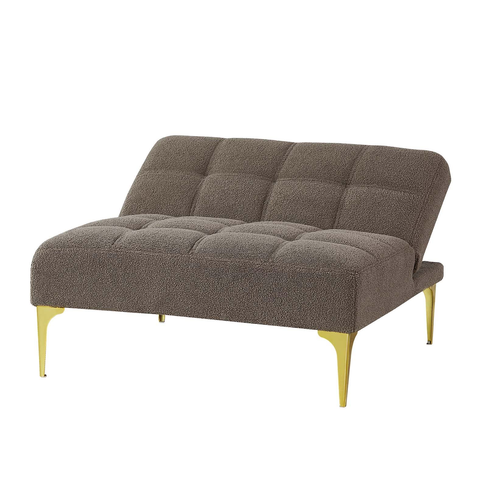 Convertible Futon Teddy Sofa Bed with Pillow, Single Chair Futon Small Sofas, 35.5inch Armless Folding Couch Loveseat Sleeper Sofa for Apartment Living Room Bedroom (Taupe)