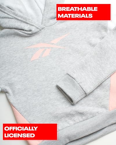 Reebok Baby Girls' Pants Set - 3 Piece Fleece Lined Sweatshirt, Graphic Tee and Jogger Pants for Infant and Toddler (12M-6X), Size 3T, Light Grey Heather