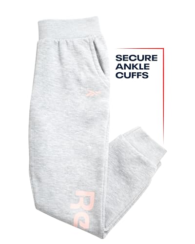 Reebok Baby Girls' Pants Set - 3 Piece Fleece Lined Sweatshirt, Graphic Tee and Jogger Pants for Infant and Toddler (12M-6X), Size 3T, Light Grey Heather