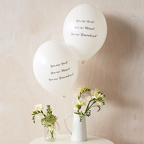 ANGEL & DOVE 25 Premium White 'You are Loved, Missed, Remembered' Biodegradable Funeral Remembrance Balloons - for Memory Table, Memorial, Condolence, Anniversary
