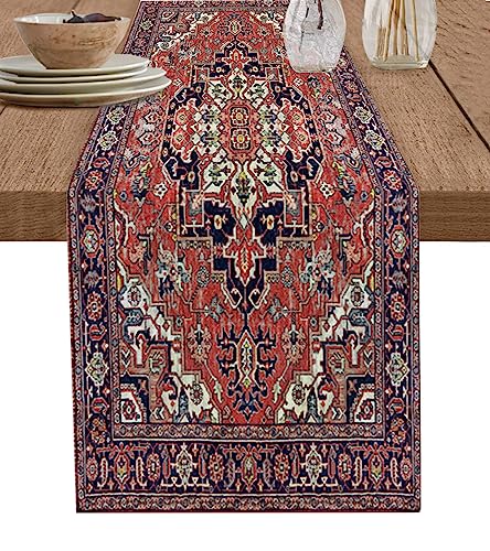 Boho Table Runner 120 Inches Long Farmhouse Dress Scarves, Retro Vintage Modern Geometric Abstract Art Dining Tablerunner for Coffee Table/Kitchen Island/Party Décor, 13" x 120"