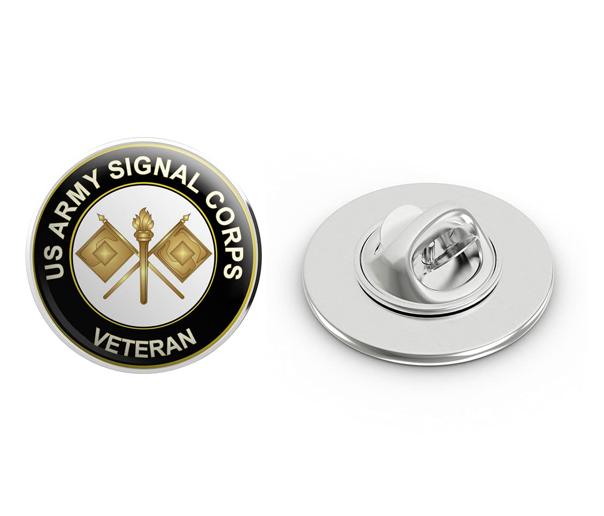 U.S. Army Veteran Signal Corps Metal 0.75" Lapel Hat Pin Tie Tack Pinback