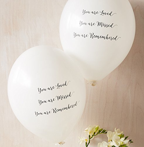 ANGEL & DOVE 25 Premium White 'You are Loved, Missed, Remembered' Biodegradable Funeral Remembrance Balloons - for Memory Table, Memorial, Condolence, Anniversary