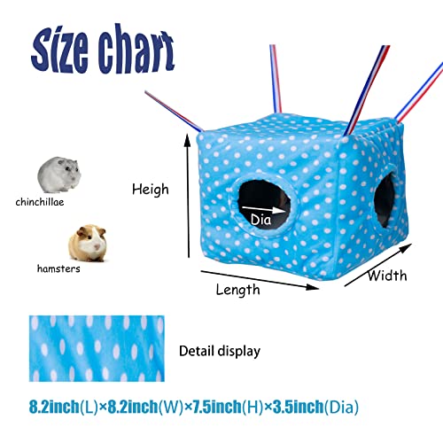neolun Ferret Cube Hammock Hanging Bed for Ferrets Rats Chinchilla Sugar Gliders or Other Small Animals with Lace Trim(Light Blue)