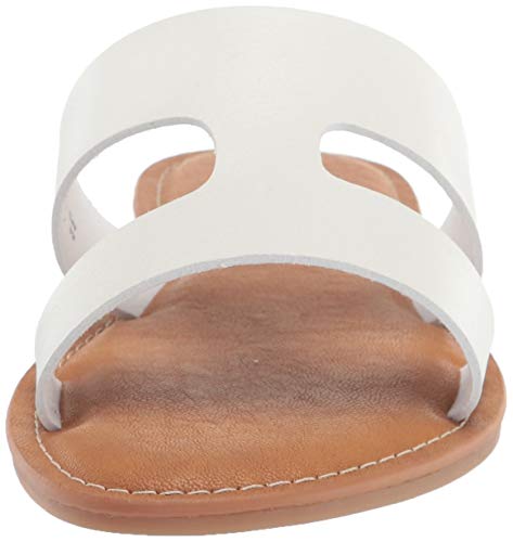 Amazon Essentials Women's Flat Banded Sandal, White, 9