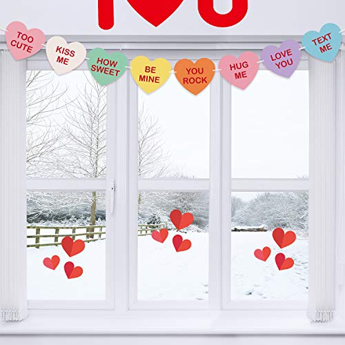 TUPARKA Valentine Conversation Candy Hearts Banner Valentine Candy Hearts Sayings Garland for Valentine's Day Decoration Party Supplies