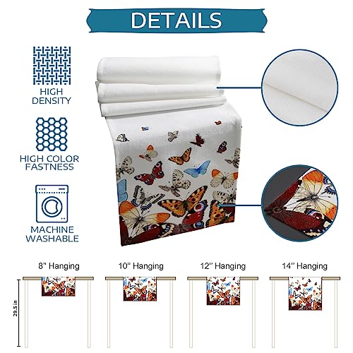Red Orange Blue Butterfly Table Runner 120 Inches Long Farmhouse Dress Scarves, Modern Abstract Art Aesthetics Dining Tablerunner for Coffee Table/Kitchen Island/Party Décor, 13" x 120"