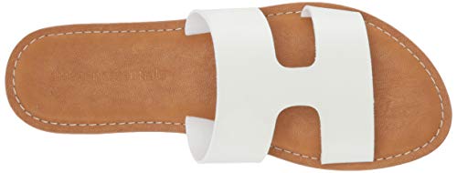 Amazon Essentials Women's Flat Banded Sandal, White, 9
