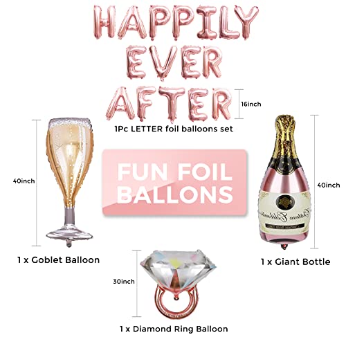 Bridal Shower Decorations Rose Gold Wedding Decorations Wedding Signs Just Married Decorations Happily Ever After Balloons Sign Bachelorette Banner Engaged Banner Bridal Party Decorations Decor