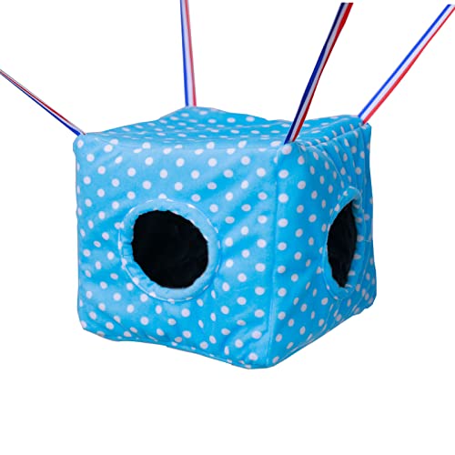neolun Ferret Cube Hammock Hanging Bed for Ferrets Rats Chinchilla Sugar Gliders or Other Small Animals with Lace Trim(Light Blue)